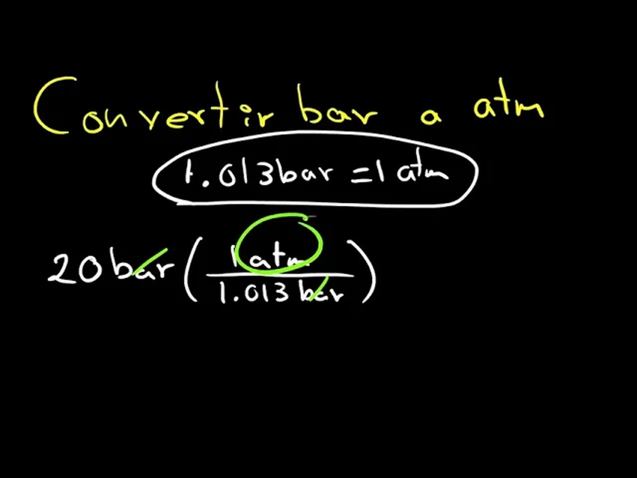 Convertir bar a atmosferas (bar a atm) | Conversiones