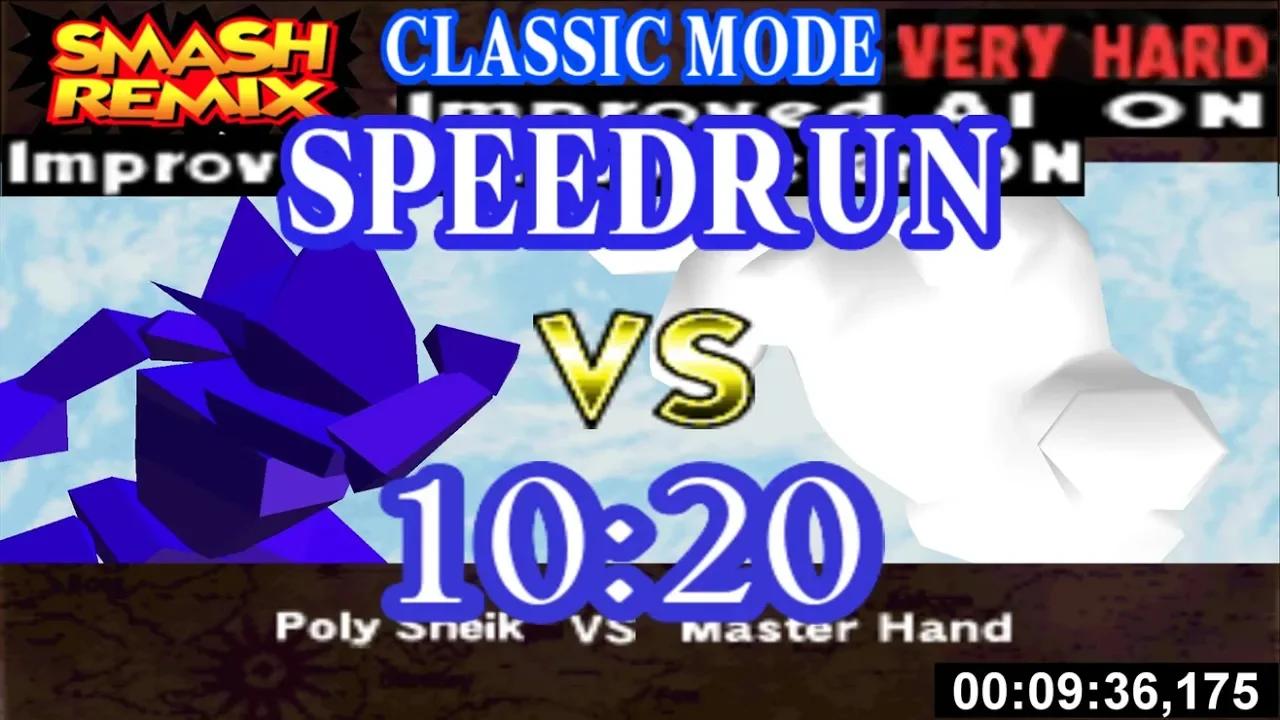 Smash Remix Classic Mode Speedrun With Polygon Sheik Very Hard In 10 20