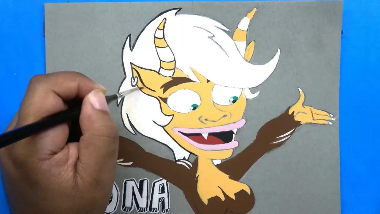 Mona (The Female Hormone Monster) Cartoon Drawing & Painting | Netflix ...