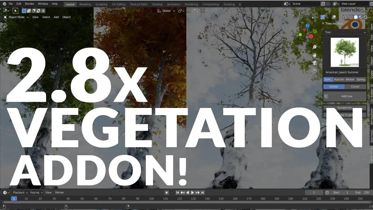 Blender 2.8+ - Vegetation Addon - Realistic & Animated Trees!