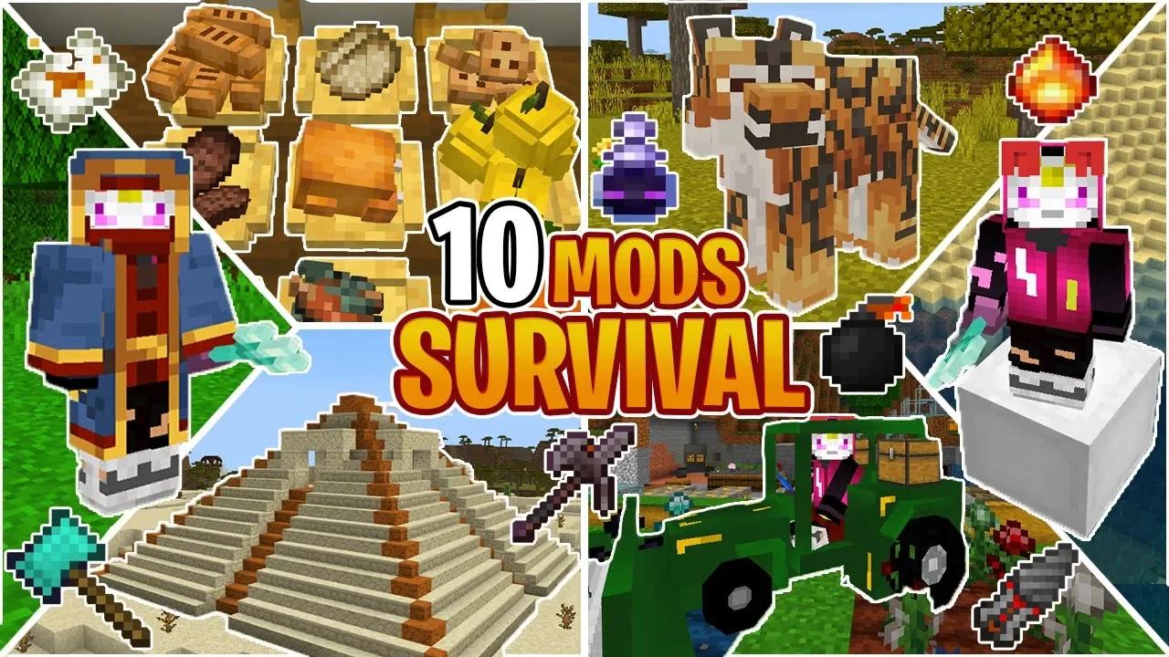 😱TOP 10 MEJORES MODS/ADDONS SURVIVAL para MINECRAFT PE 1.20+ (Bedrock)