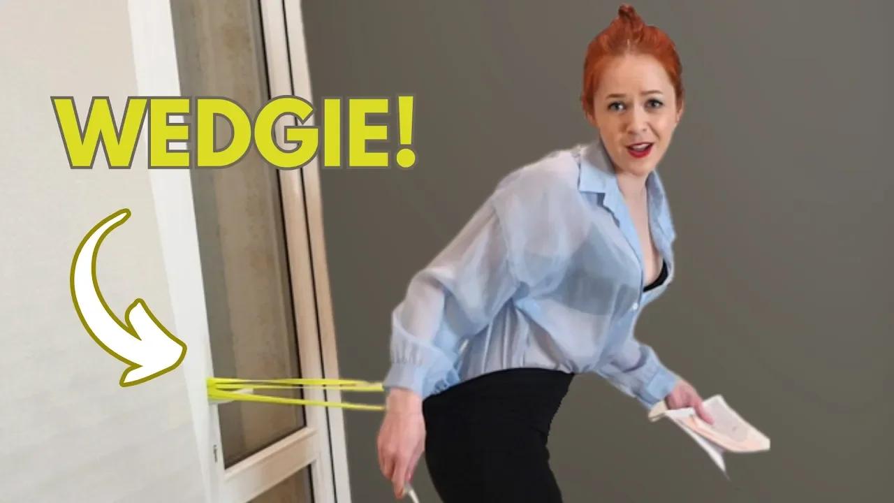 Secretary got a wedgie in the middle of the working day!