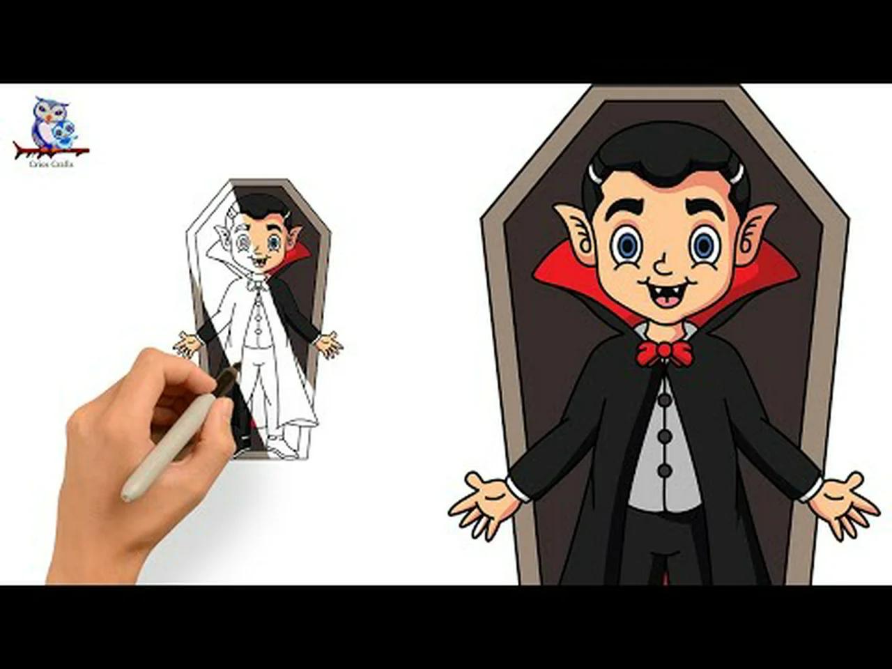 How to Draw Vampire and Coffin Halloween - Art Tutorial