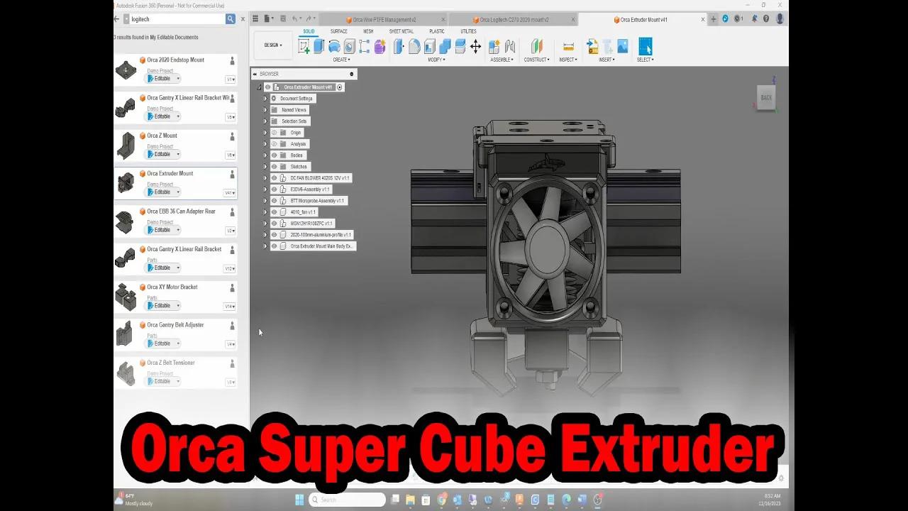 Orca Super Cube CoreXY 3D printer concept Part 3, extruder hotend toolhead