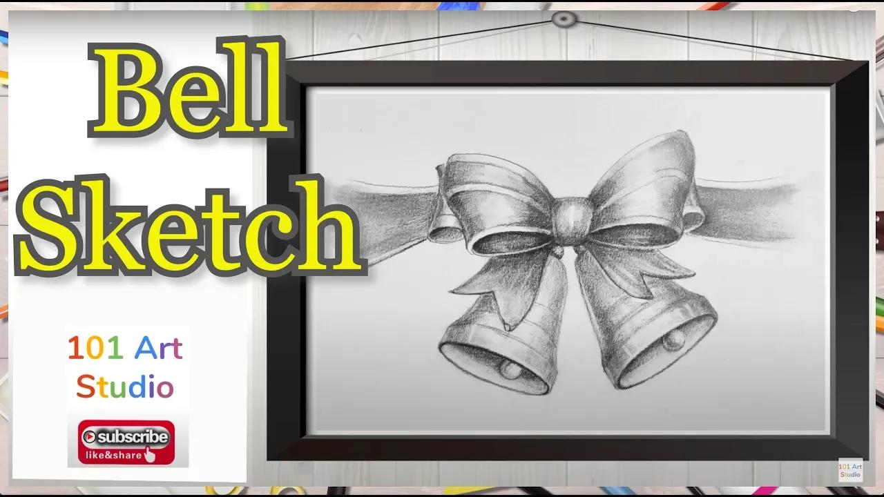 How to draw an easy bell drawing | Realistic Pencil sketching for ...