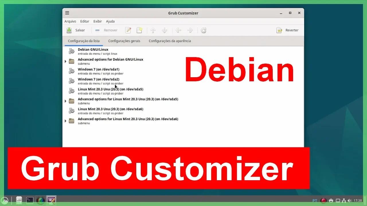 Como instalar e usar o Grub Customizer no Debian 12 Linux. Alterar a ordem de boot.