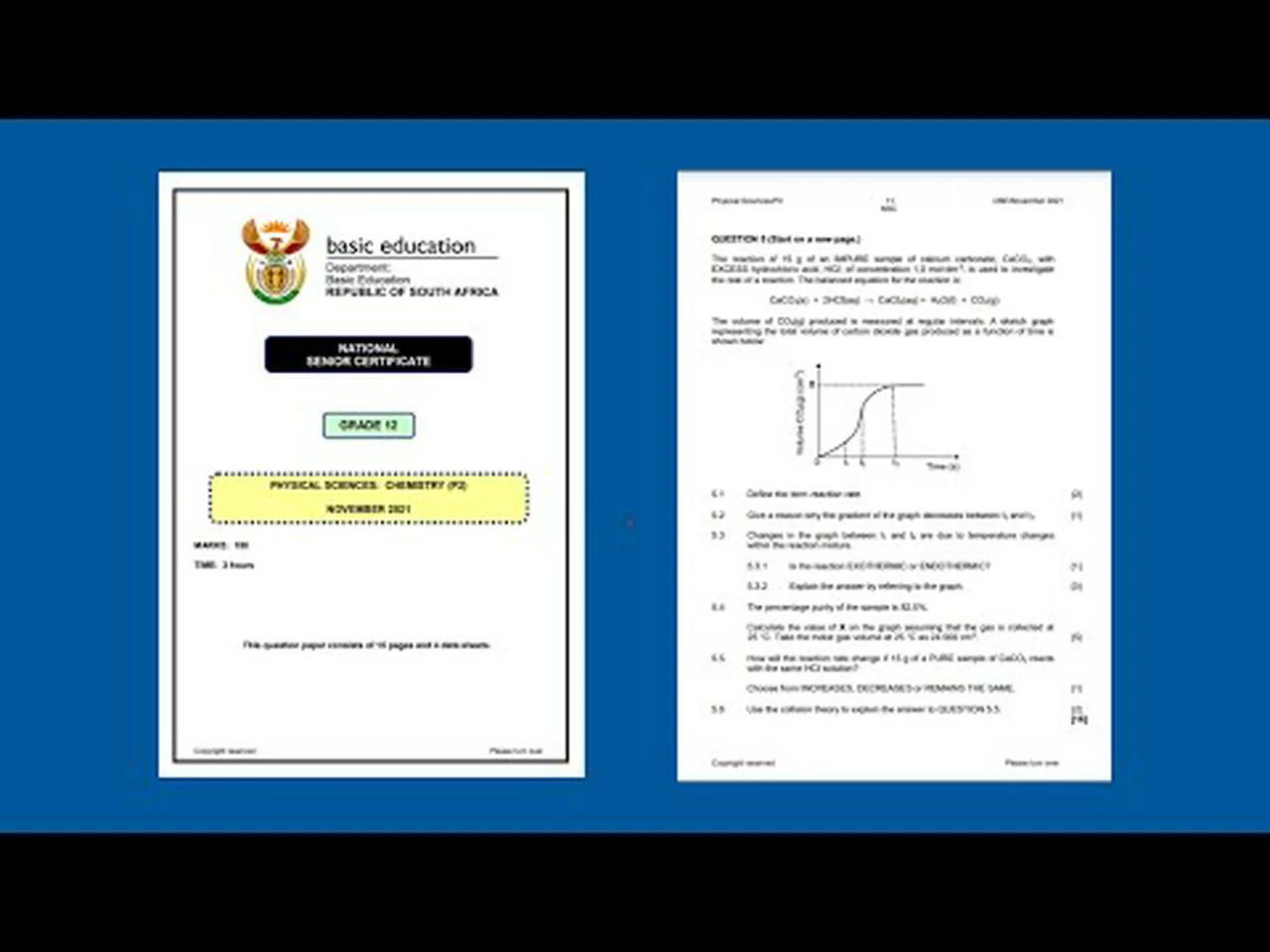 Rate of Reactions Grade 12 Physical Science November 2021