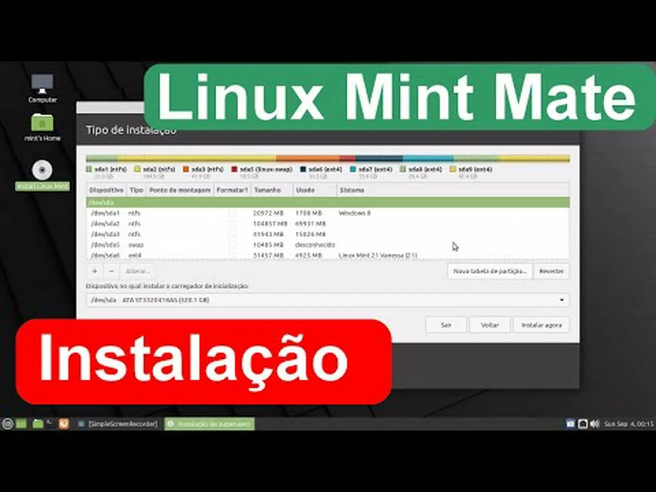 Linux Mint Mate 20.2 Instalação Dualboot com Windows. Acompanhe todos ...