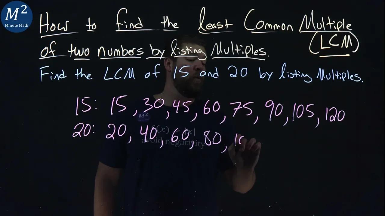 How to Find the Least Common Multiple (LCM) of Two Numbers by Listing Multiples | LCM of 15 and 20