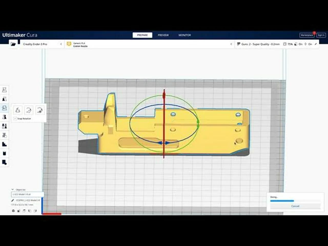 Tutorial - Using Cura to slice LX-22 3D printed 10/22 receiver