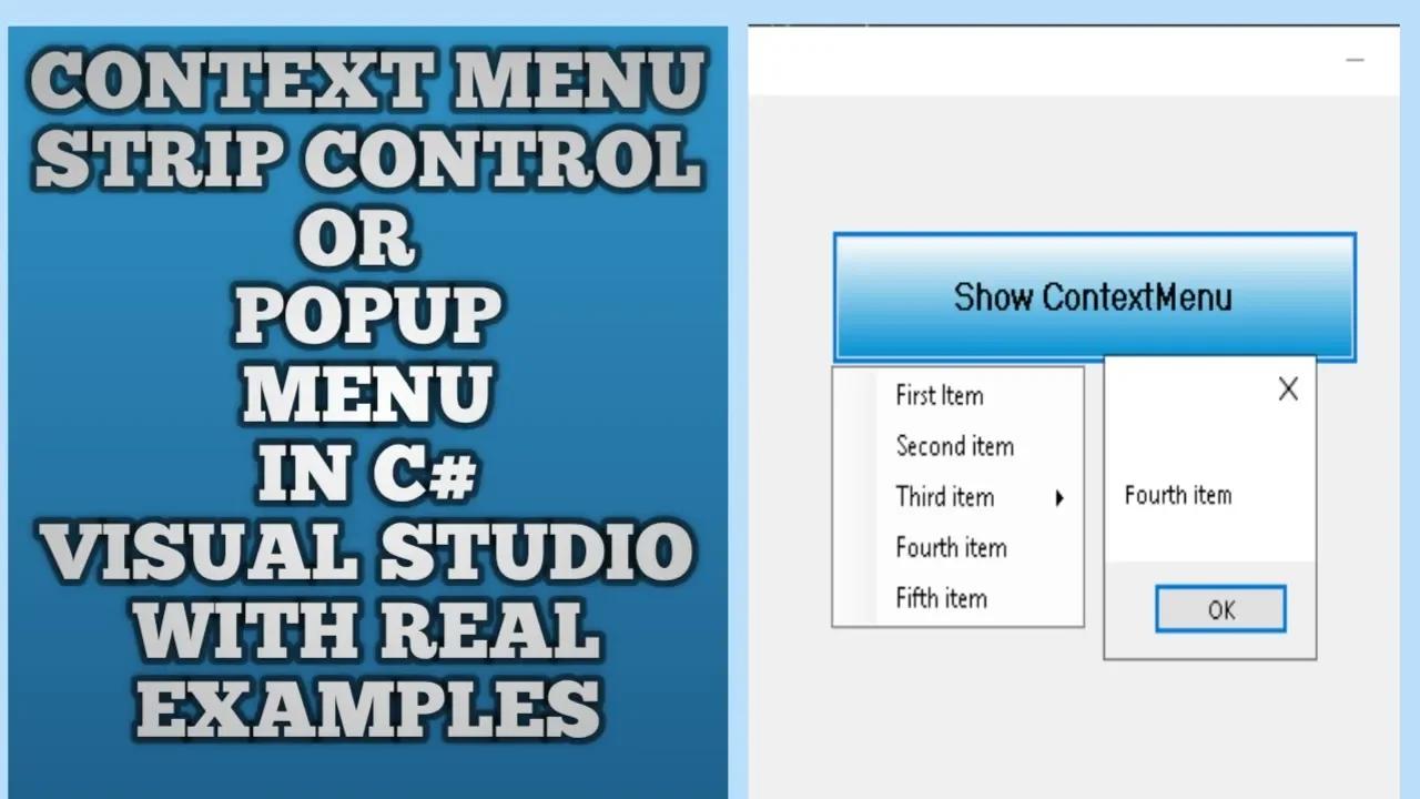How to use Context Menu Strip in c# visual studio | c# context Menustrip | contextmenustrip c#