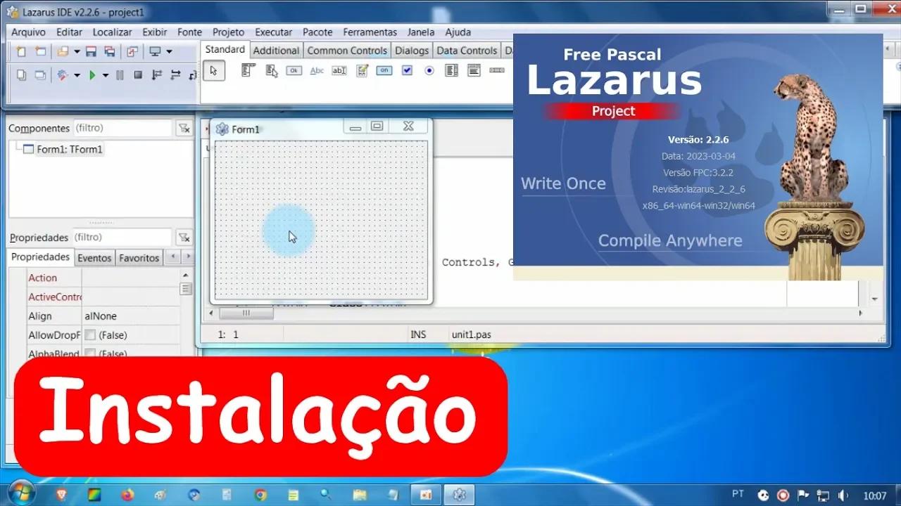 1- Como baixar e instalar o Lazarus Free Pascal no Windows. Qual é mais usado Windows, Linux ou Mac?