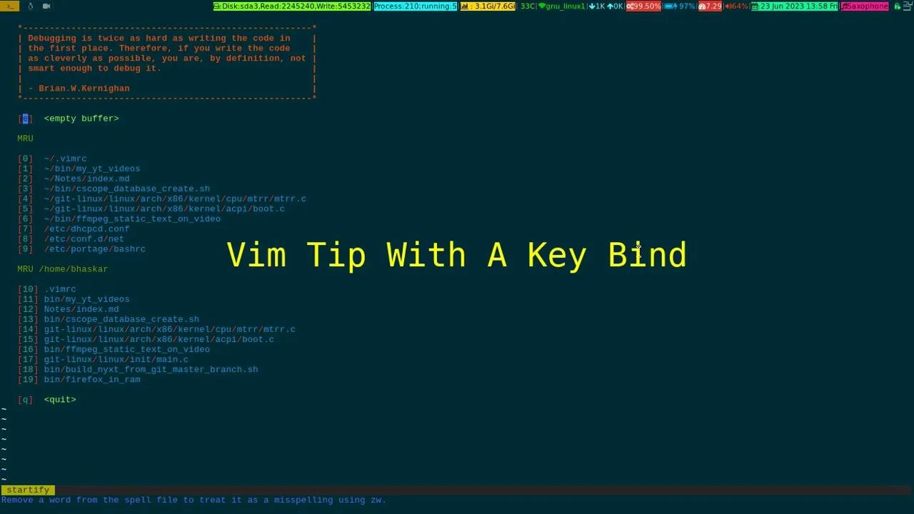 Vim Tip One At A Time With A KeyBind 2023_06_23_13:57:18