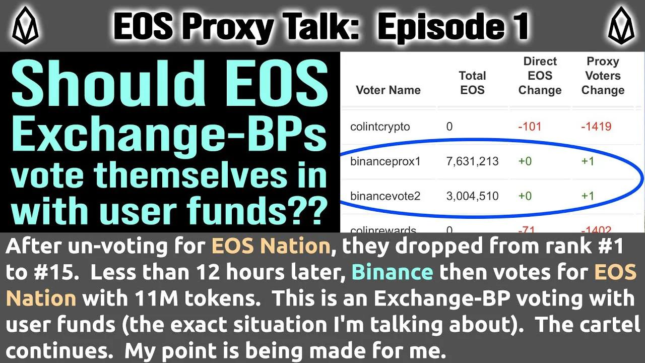 🔵 EOS Proxy Talk (Ep. #1) - Unvoting EOS Nation, Exchanges Voting With User Funds, 1T1V, B1 proxy