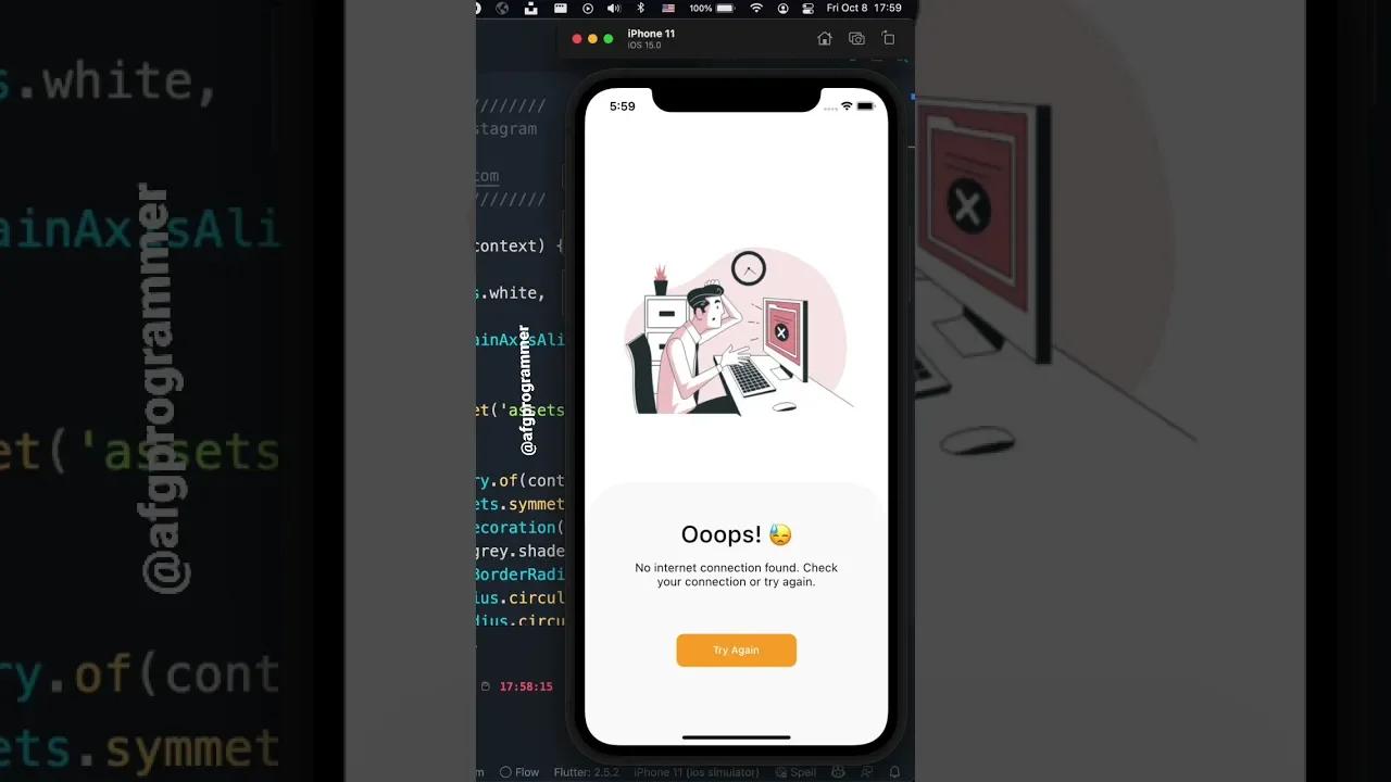 Flutter no-connection Page Example - Day 39 #shorts