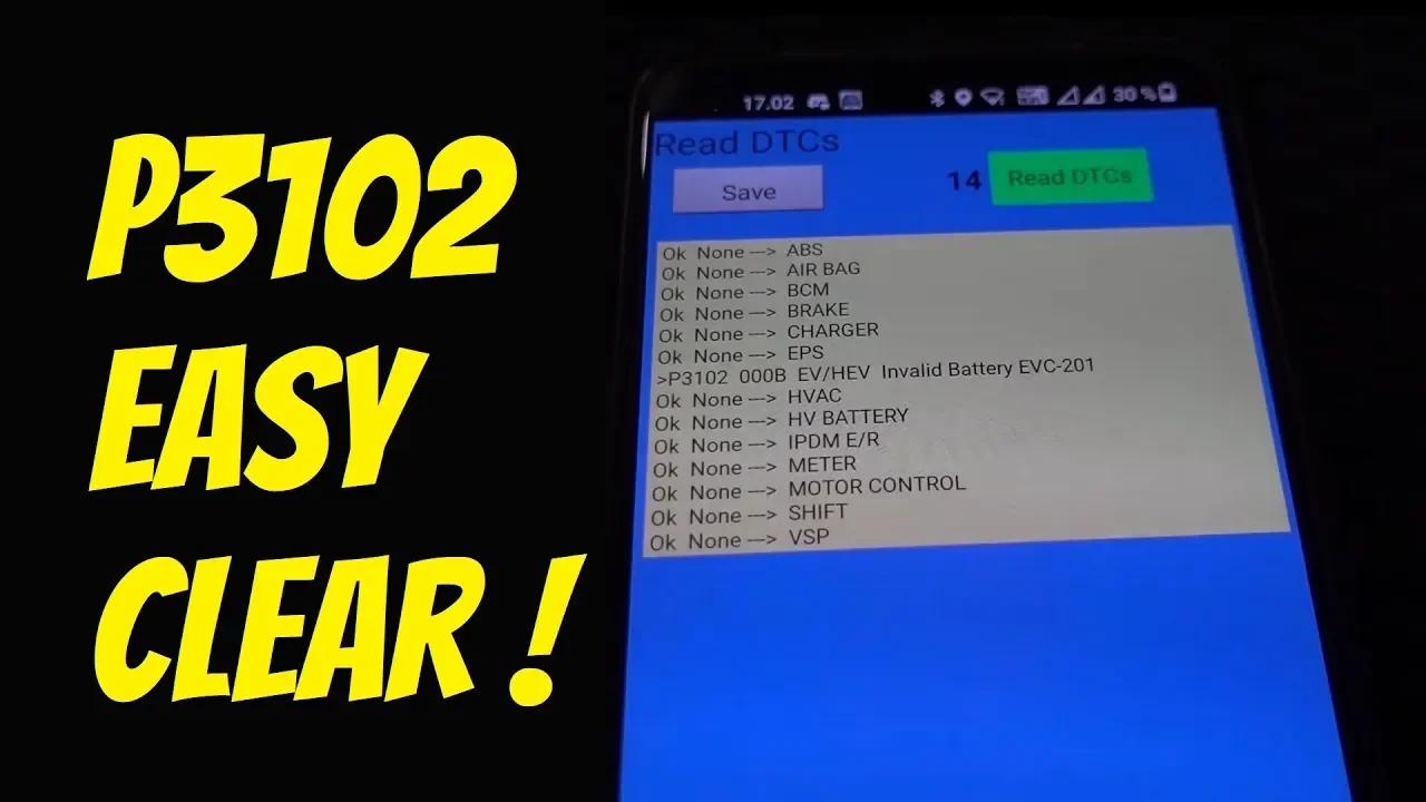 Nissan LEAF P3102 clear with Leafspy Pro