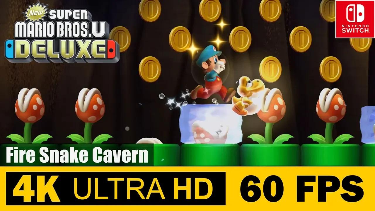 Fire Snake Cavern | New Super Mario Bros. U Deluxe | Walkthrough, No ...