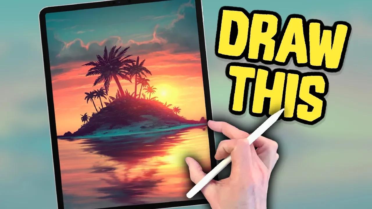 DRAW AN ISLAND SUNSET - Procreate tutorial made easy