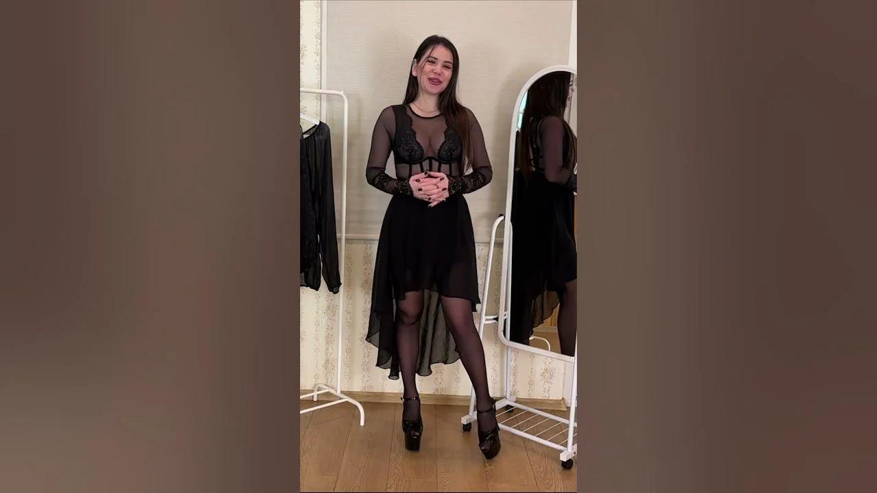 Trying On Black Transparent Blouses