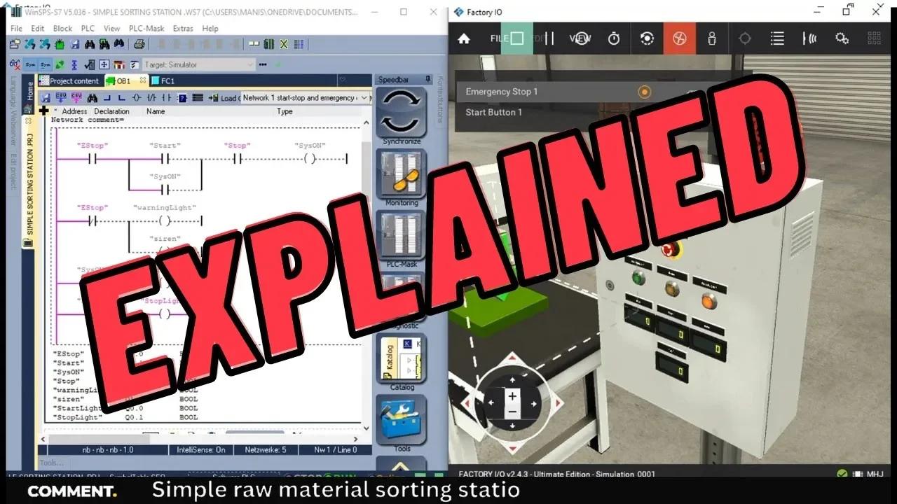 Raw material SORTING program | Factory IO | PLC programming | Ladder Logic
