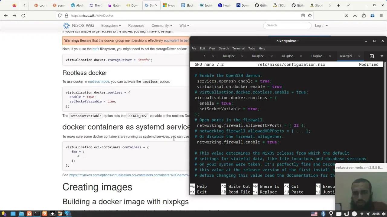 Docker installation on NixOS and running the first container