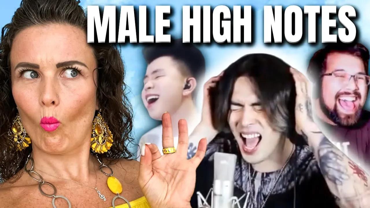 Vocal Coach Reacts to MALE Singers Hitting FEMALE Notes!!!