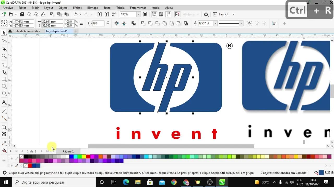 Como fazer vetor da logomarca HP invent no Corel Draw - Tutorial fácil ...