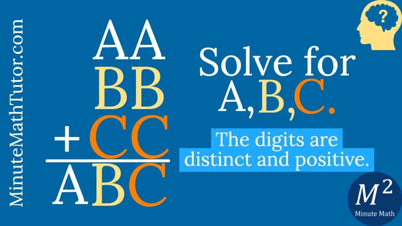 If AA+BB+CC=ABC, What are A, B, and C? | Minute Math