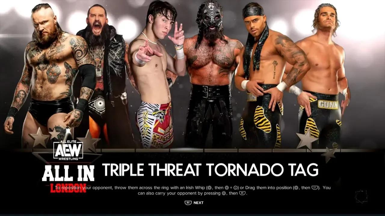 AEW All In 2024 The Patriarchy vs Bang Bang Gang vs House of Black for ...