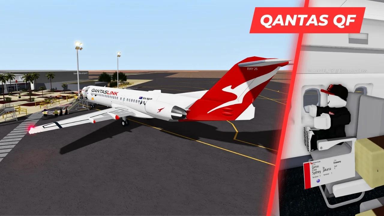 ROBLOX Airline Flight Review | Qantas QF | Fokker 100 | Economy Class