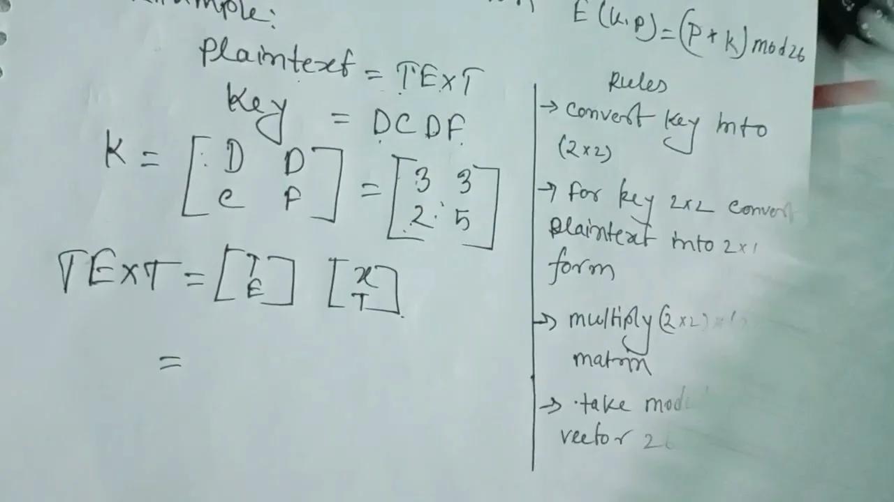 Hill Cipher Encryption Algorithm With Example Network Security 9013