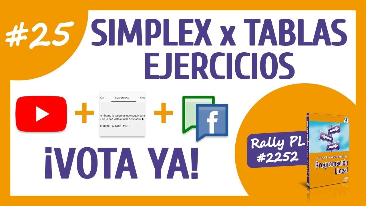 25 | SIMPLEX POR TABLAS | Ejercicios propuestos | Programación Lineal