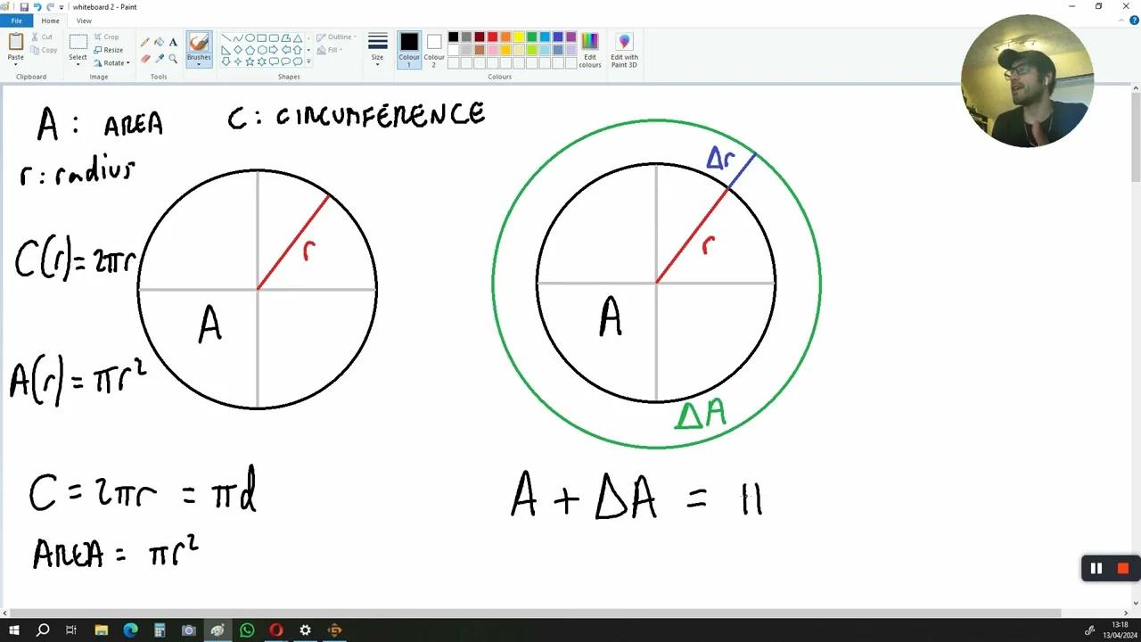 How to find the Derivative of the Area of a Circle with respect to its ...