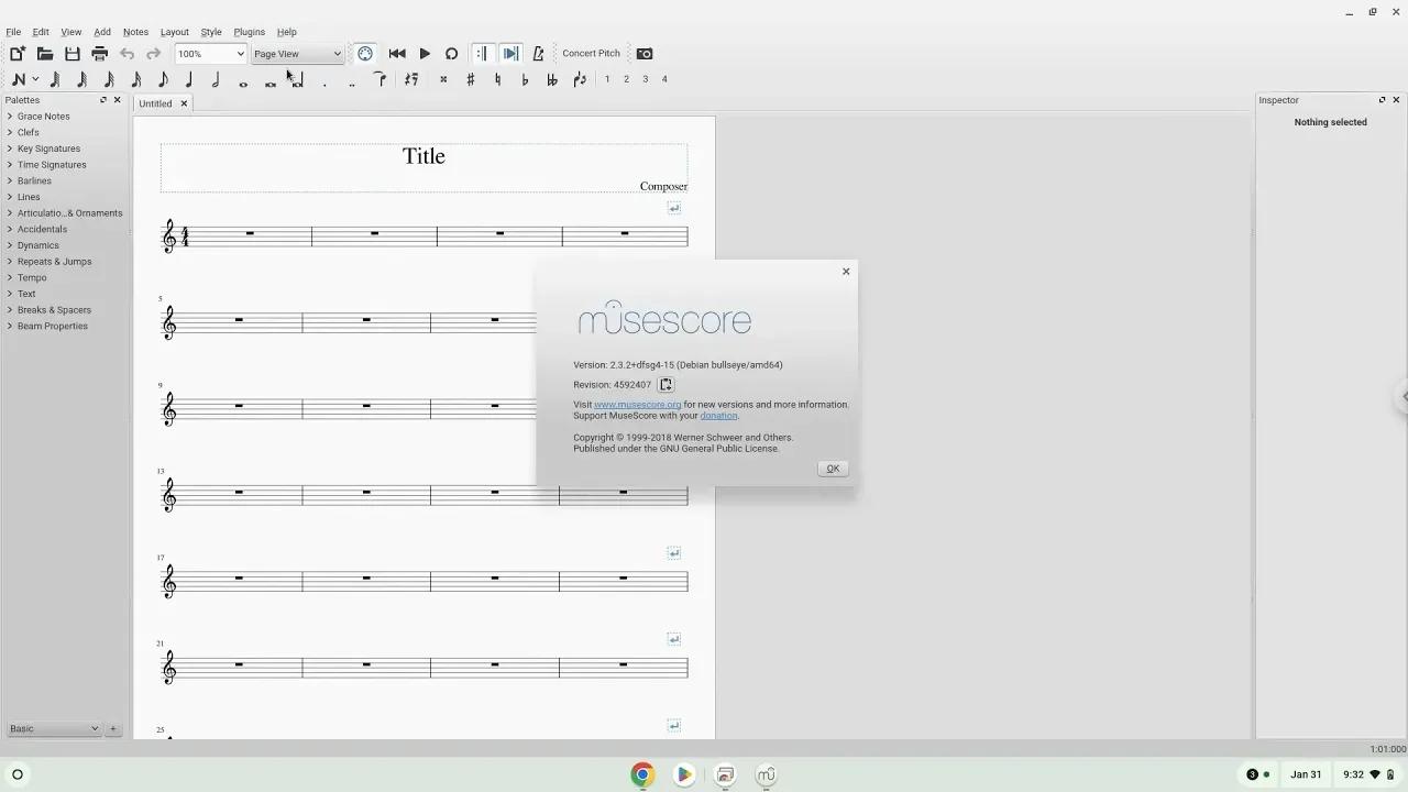 How to install MuseScore 2.3.2 on a Chromebook