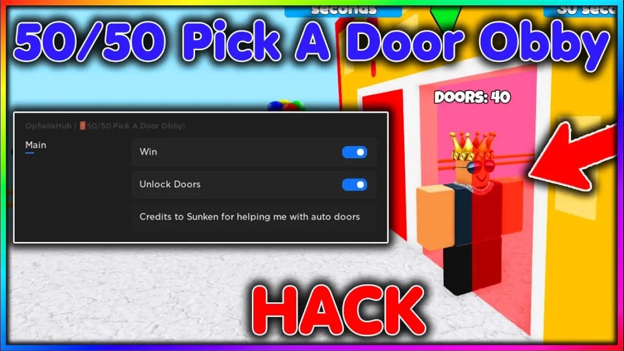 ROBLOX 50/50 Pick A Door Obby Script Hack GUI | INFINITE WINS, AUTO WIN ...