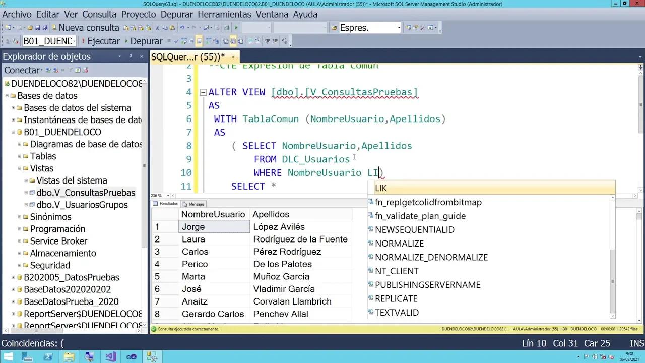SQL Server CTE Expresiones Tabla Comun Temporales