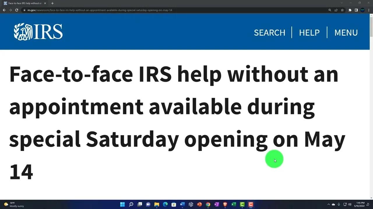 Face-to-face IRS help without an appointment available during special ...