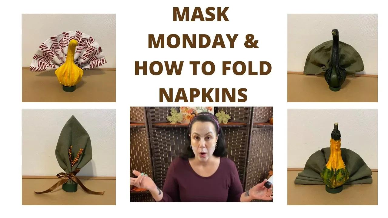 Mask Monday🍂 How to fold napkins for Thanksgiving 🍂 #maskmondayladies
