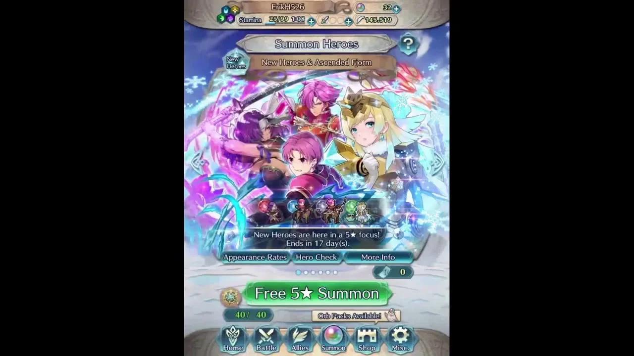 ErikH526- Fire Emblem Heroes - New Heroes & Ascended Fjorm Summoning ...