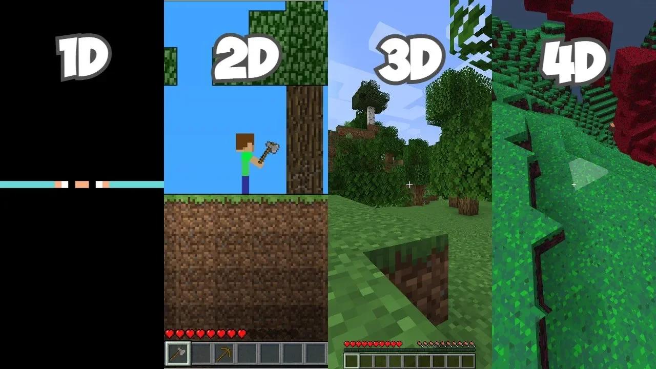 Minecraft 1D vs 2D vs 3D vs 4D