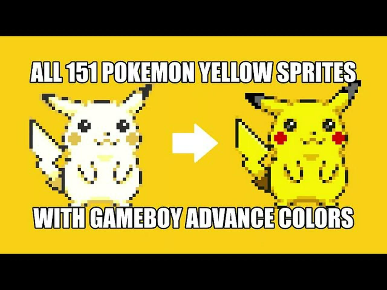 All 151 Pokemon Yellow Sprites with GameBoy Advance Colors (Fixed Version)
