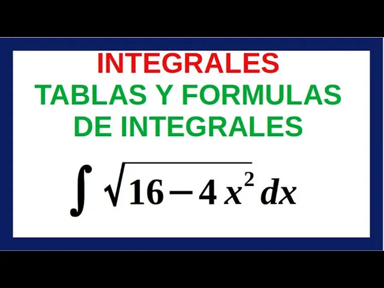 Tablas o formulas de integrales Ejemplo 1