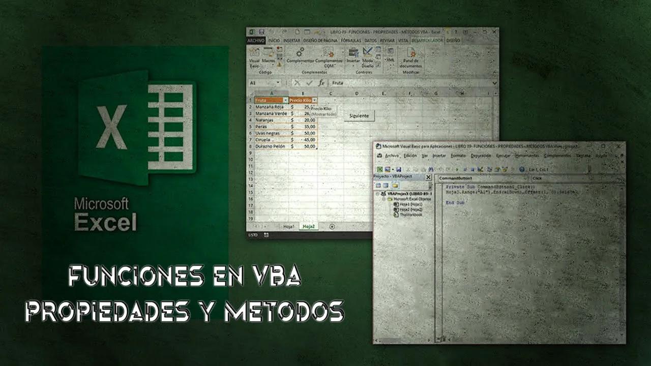 Funciones en VBA, Propiedades y Métodos en Excel