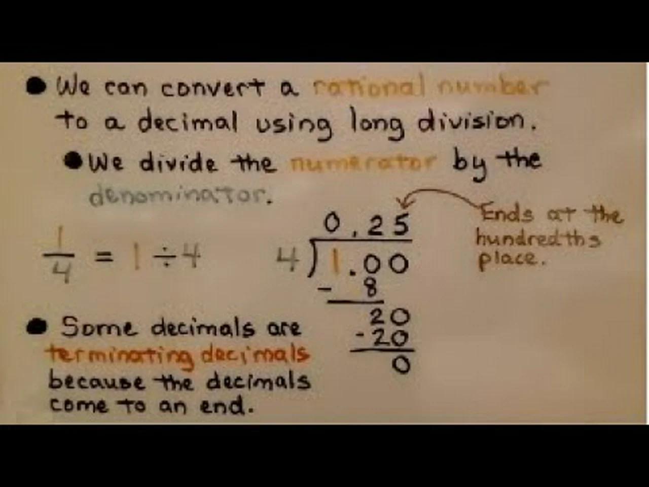 7th Grade Math 3.1b, Writing Rational Numbers as Decimals, Long Division
