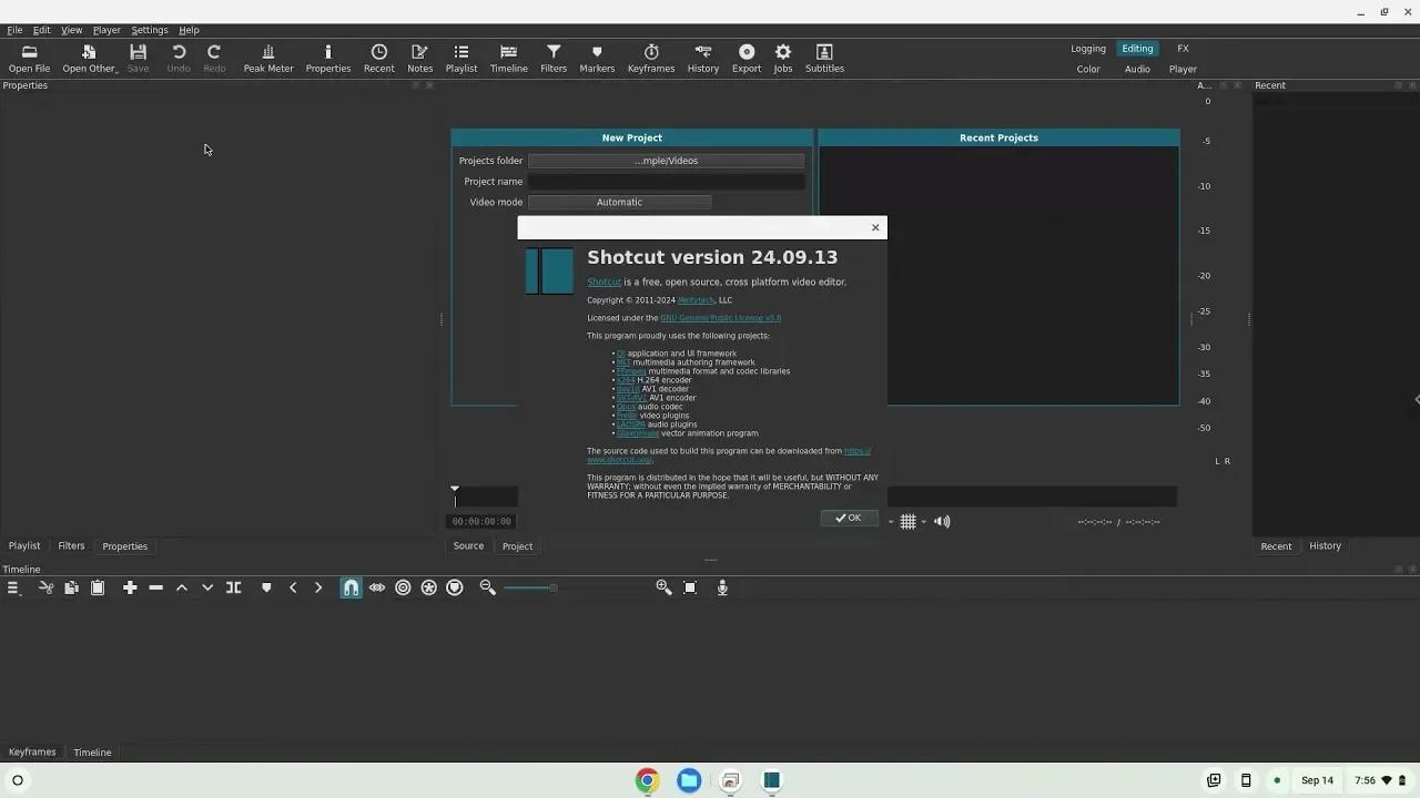 How to install Shotcut video editor on a Chromebook