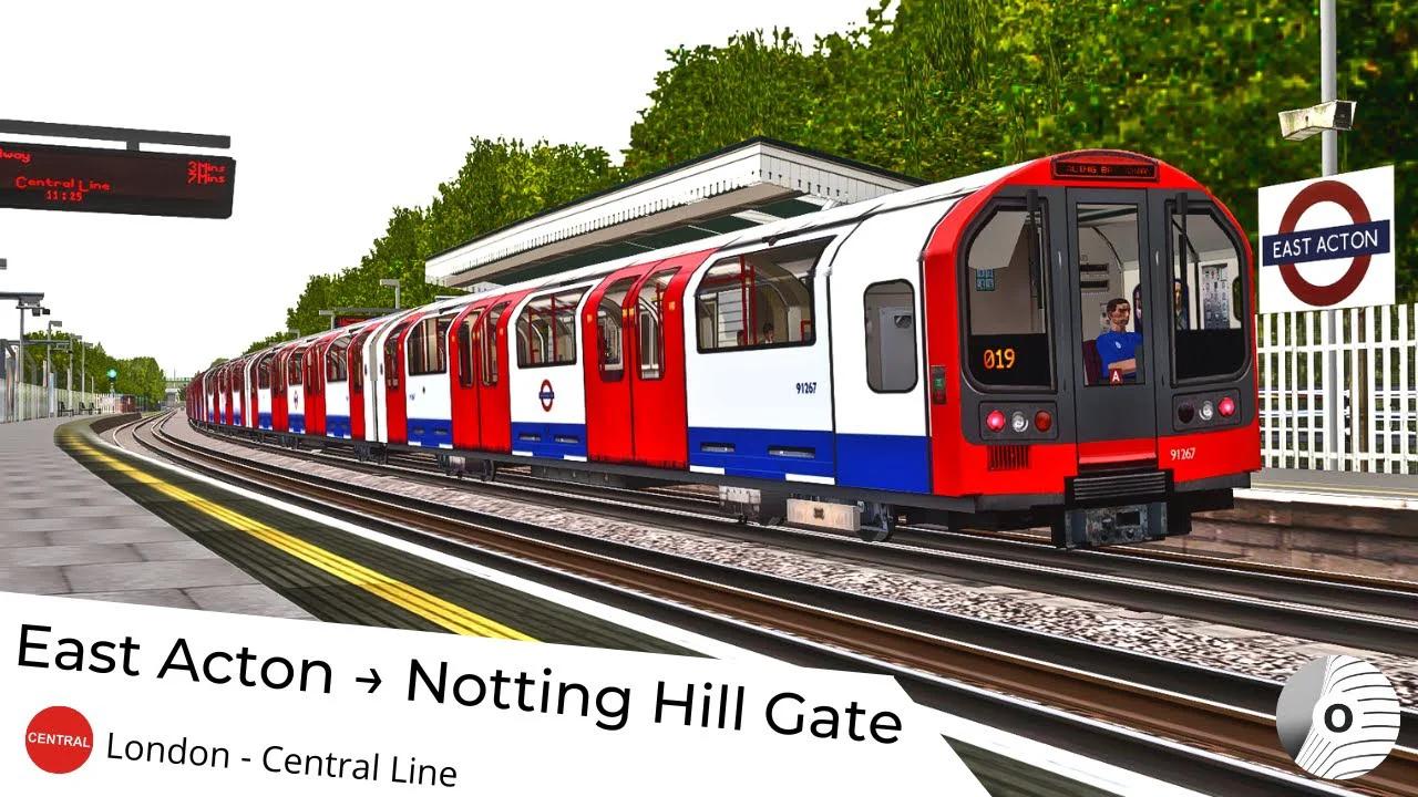 OpenBVE - EAST ACTON to NOTTING HILL GATE (London Underground - Central ...