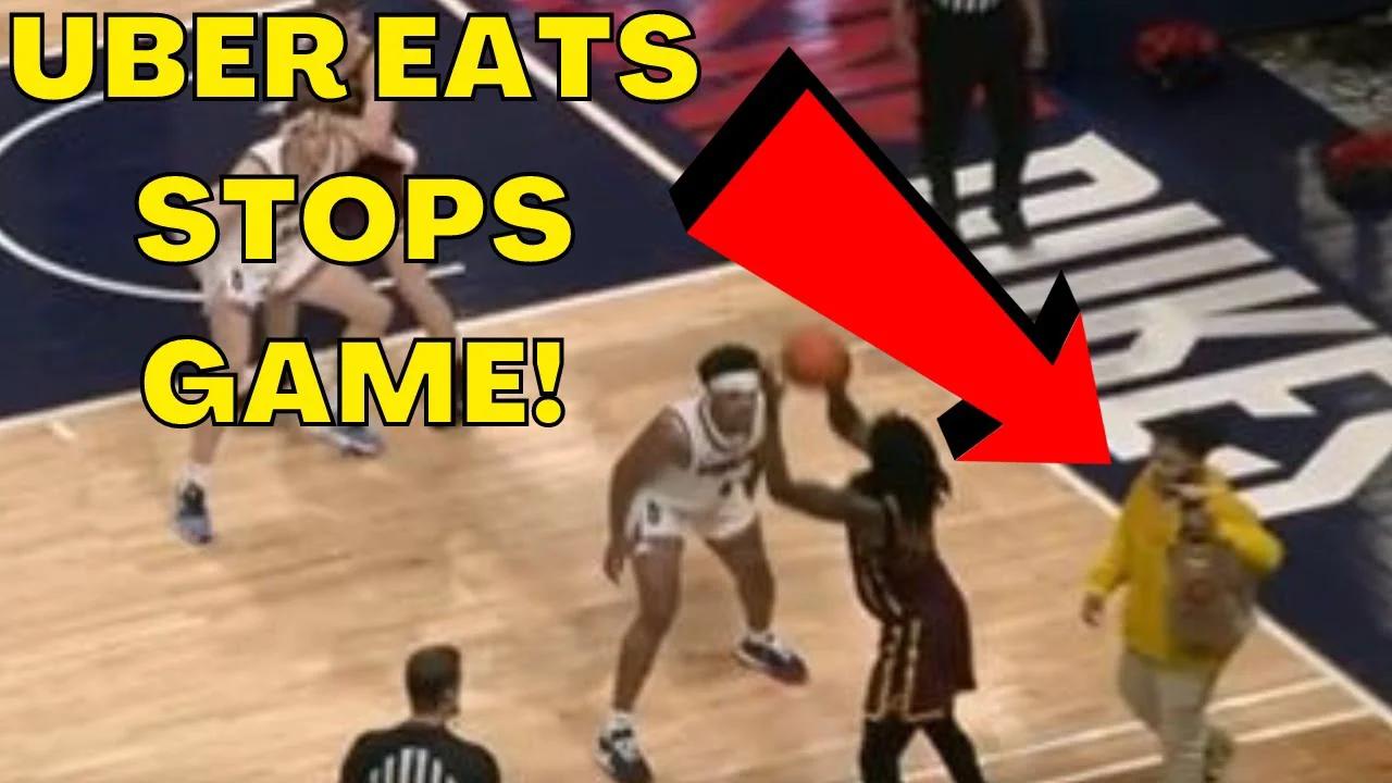 Uber Eats Driver Goes VIRAL By STOPPING College Basketball Game To ...