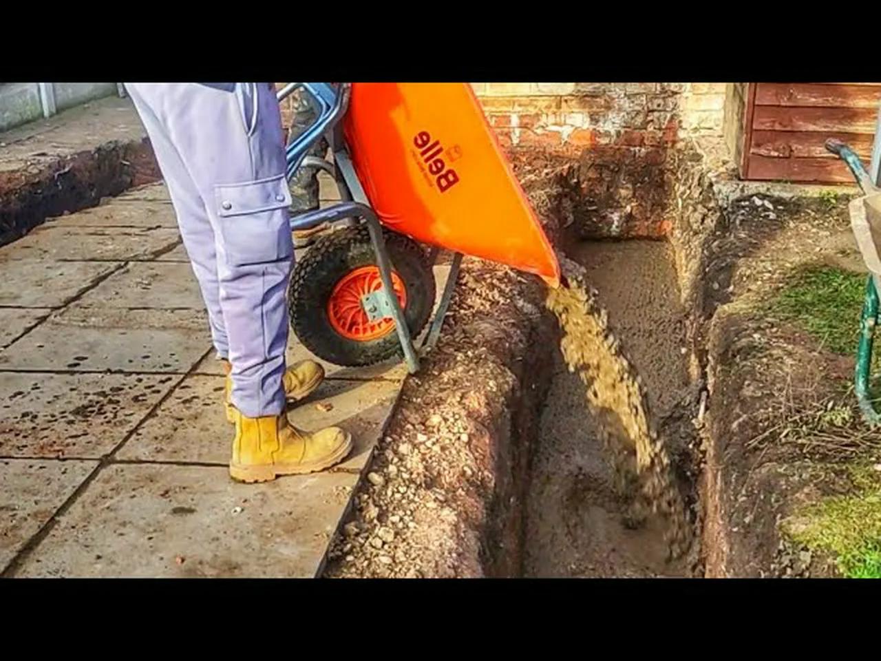Cement Pouring Tiny Home UK Extension Building