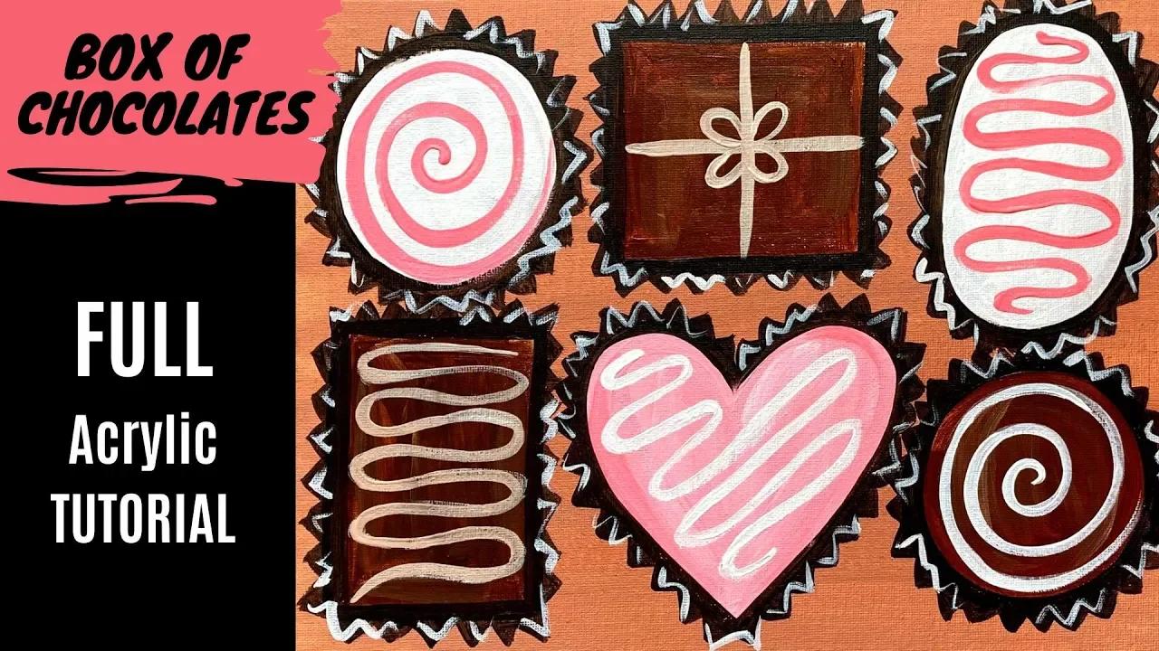 🍫EP147- 'Box of Chocolates' easy acrylic Valentine's Day inspired ...