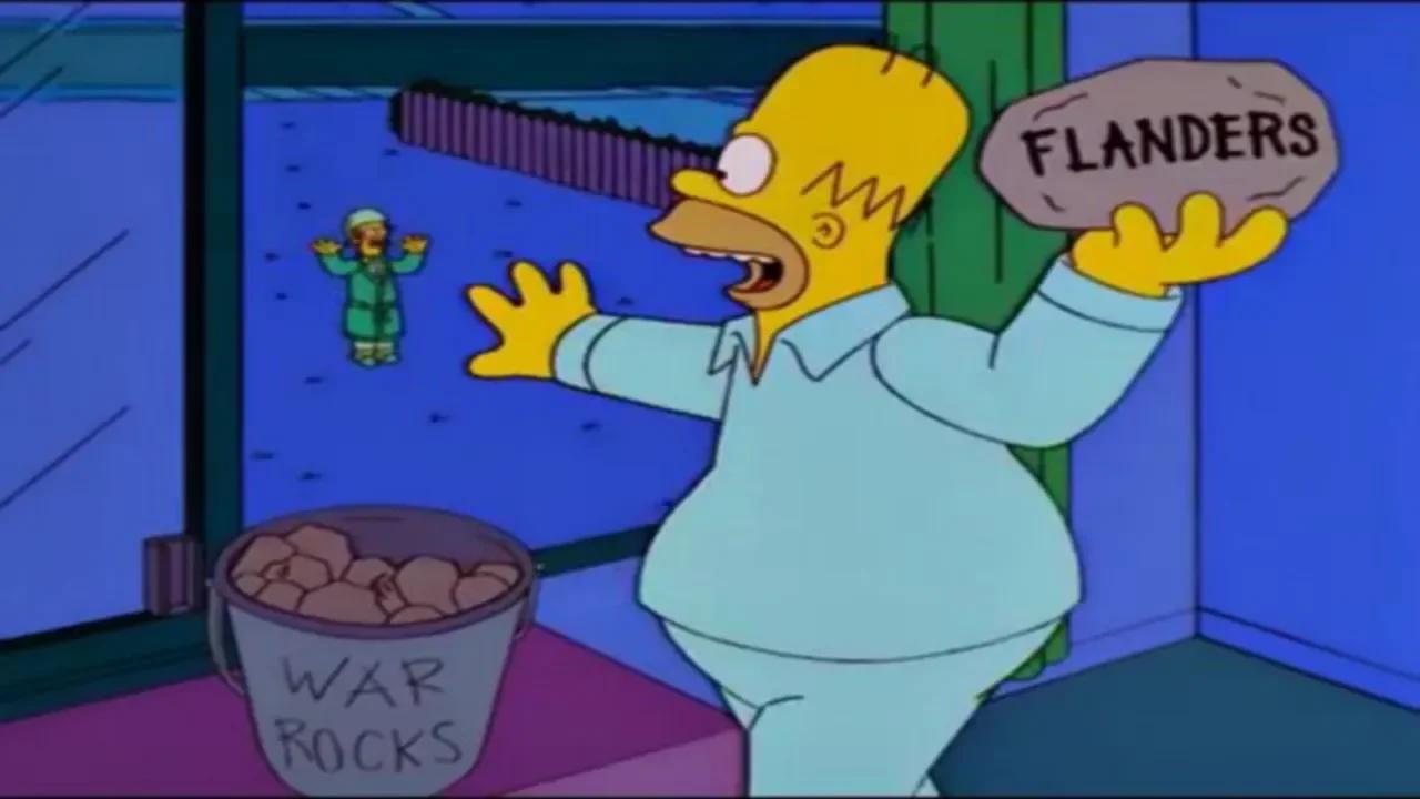 Homer & Ned: Rock fight | The Simpsons Clips | english